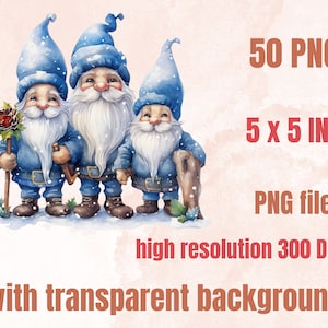 50 PNG Watercolor Winter Gnomes Clipart, Cute Winter Gnome ...