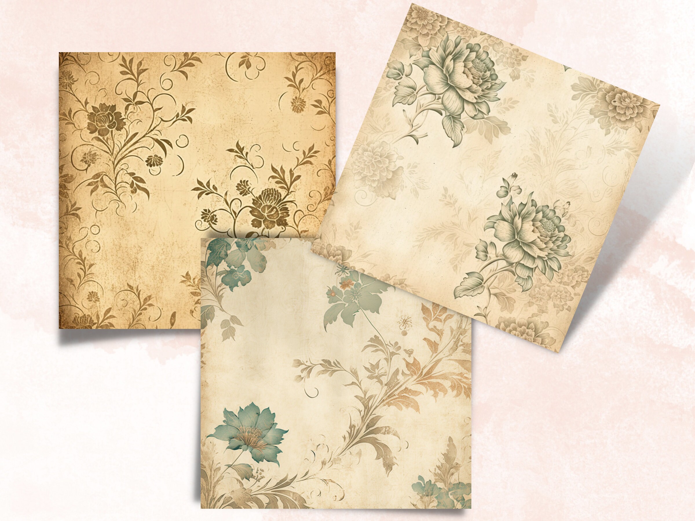 Vintage Floral Digital Paper Vintage Old Spring Floral Paper - Etsy