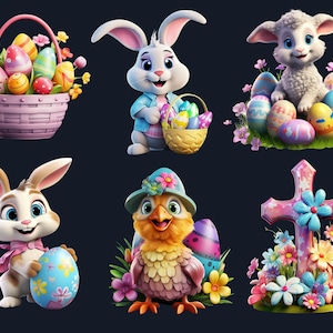 60 PNG Watercolor Cute Easter Clipart, Spring Easter Egg Illustrations ...