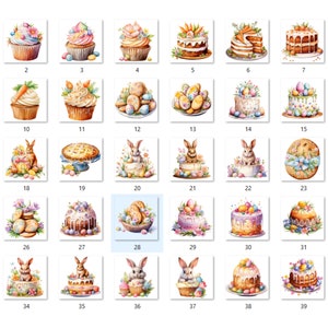 40 PNG Watercolor Easter Dessert Clipart, Floral Easter Sweet ...