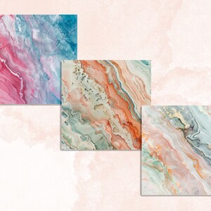Pastel Marble Texture Digital Paper Pack, Marble Patterns Background ...