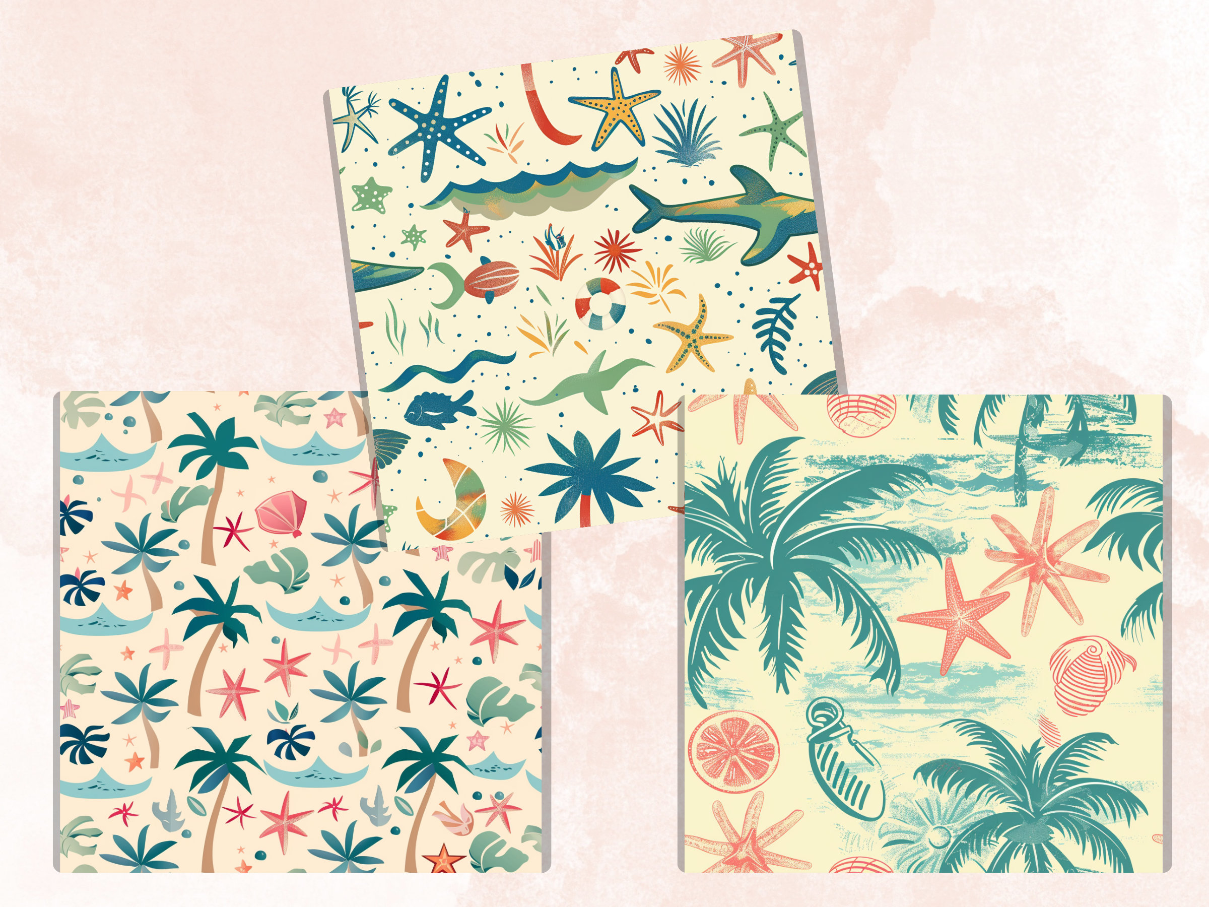 Seamless Beach Day Digital Paper, Pastel Summer Seamless Pattern ...