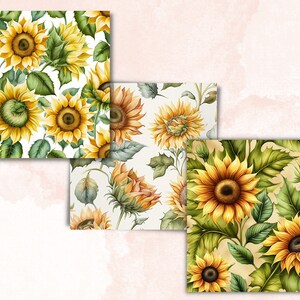 Sunflowers Digital Paper, Spring Sunflower Paper Pack, Vintage Floral ...