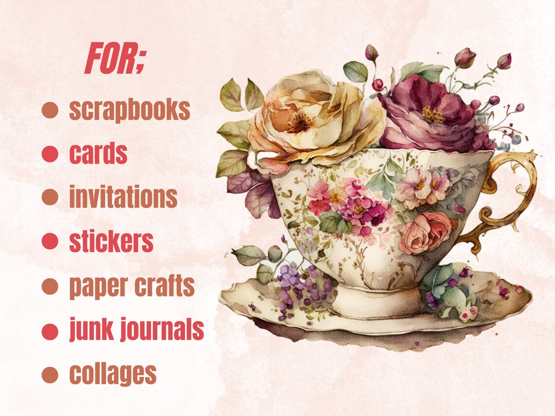 22 PNG Watercolor Tea Time Clipart, Tea Clip Art, Vintage Teacup ...