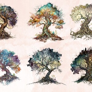 21 PNG Watercolor Tree Clipart, Fantasy Tree Clip Art, Beautiful Trees ...