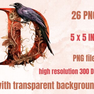 26 PNG Watercolor Halloween Alphabet Clipart, Gothic Letters ...