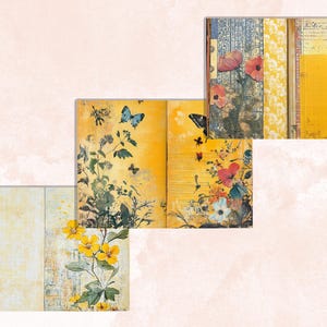 Yellow Junk Journal Kit, Yellow Pages Ephemera, Whimsical Collage Sheet ...