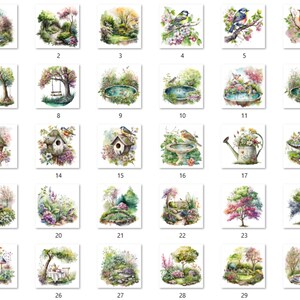 30 PNG Watercolour Spring Garden Clipart, Garden PNG Bundle, Spring ...