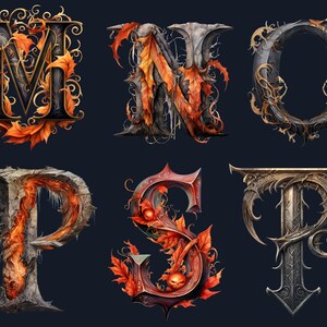 26 PNG Watercolor Halloween Alphabet Clipart, Gothic Letters ...