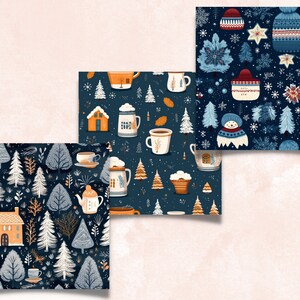 Seamless Cozy Winter Digital Paper Pack, Snowy Holiday Repeating ...
