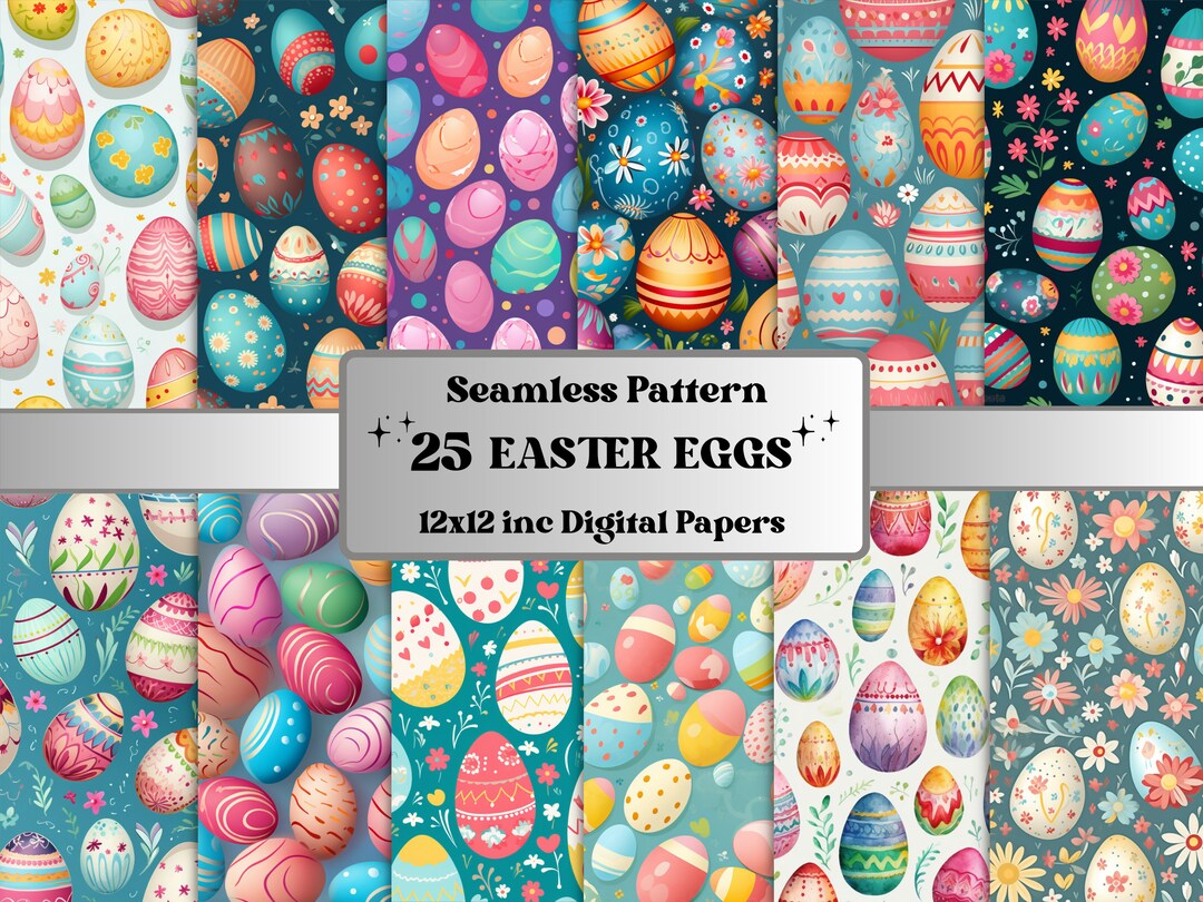Seamless Easter Eggs Digital Paper, Happy Easter Seamless Pattern ...