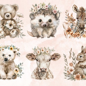 45 PNG Watercolor Boho Animals Clipart, Boho Jungle Baby Shower ...