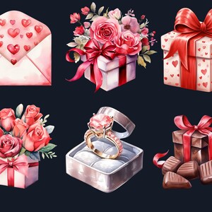 45 PNG Watercolor Valentine's Day Gifts Clipart, Floral Valentines Day ...