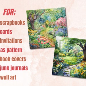 Printable Watercolor Spring Scenes Digital Paper, Cozy Spring ...