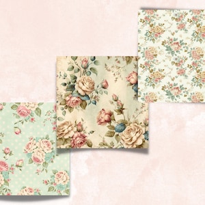 Vintage Shabby Chic Floral Digital Paper, Shabby Chic Flowers Paper ...
