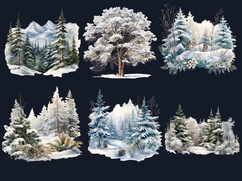 45 PNG Watercolor Winter Woodland Clipart, Snowy Winter Forest ...