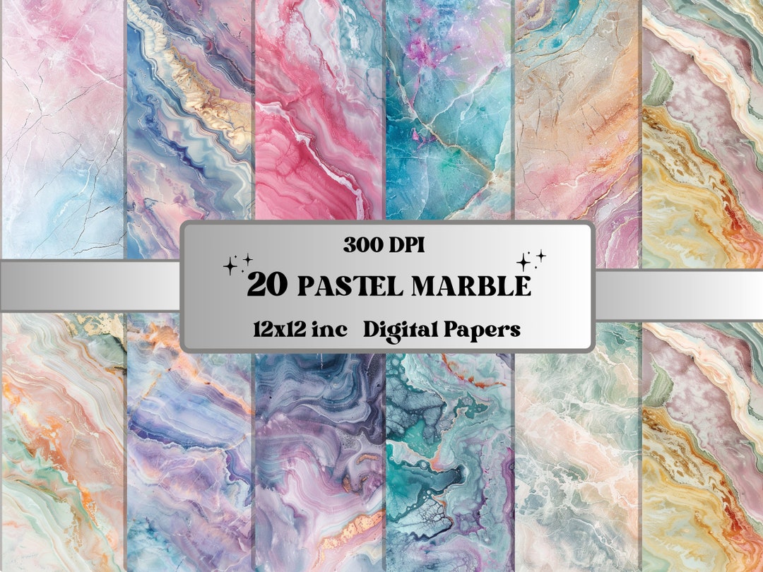 Pastel Marble Texture Digital Paper Pack, Marble Patterns Background ...