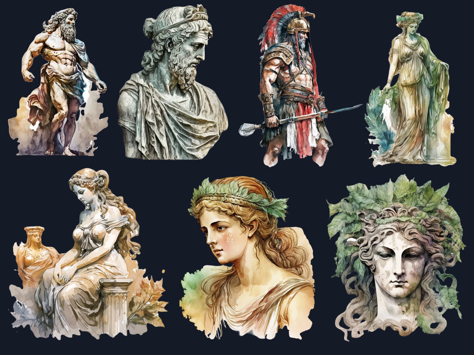 35 PNG Watercolor Fantasy Ancient Greek Clipart, Ancient Greek ...