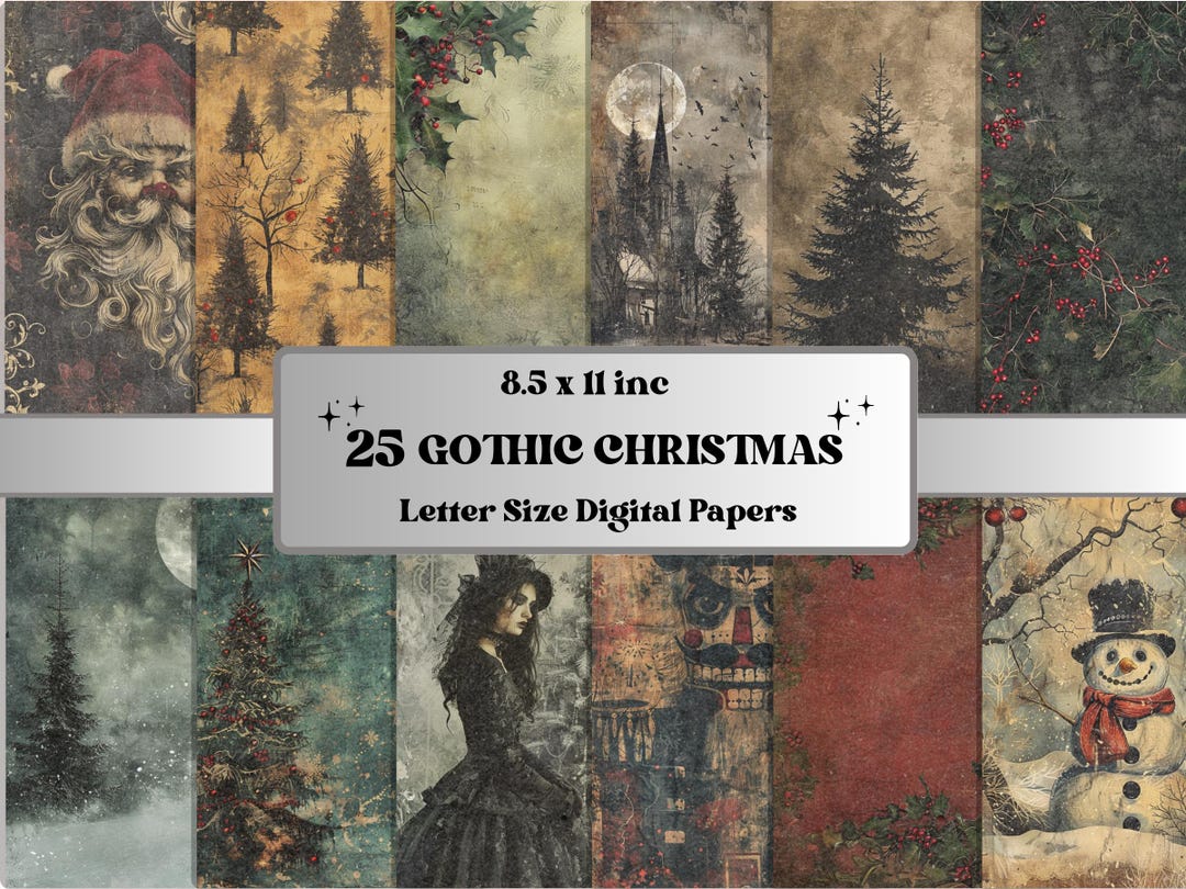 Printable Gothic Christmas Journal Paper, Spooky Christmas Collage ...
