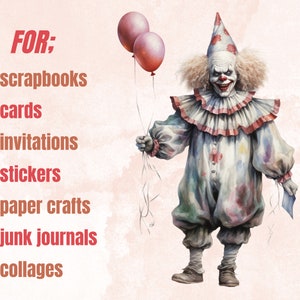 45 PNG Watercolor Halloween Clown Clipart, Horror Halloween Circus ...