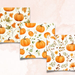 Seamless Watercolor Pumpkin Spice Digital Paper Pack, Pumpkin Harvest ...