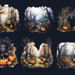 38 PNG Watercolor Halloween Forest Clipart, Halloween Woodland ...