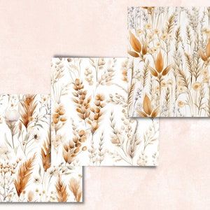 Seamless Boho Floral Digital Paper, Elegant Boho Flowers Seamless ...