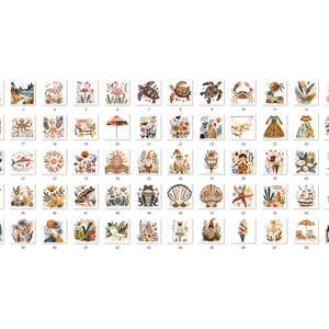70 PNG Watercolor Summer Folk Art Clipart, Scandinavian Beach ...