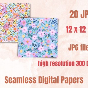 Seamless Pastel Flowers Digital Paper, Pastel Floral Seamless Pattern ...
