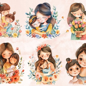 45 PNG Watercolor Cute Mother's Day Clipart, Kawaii Mothers Day ...