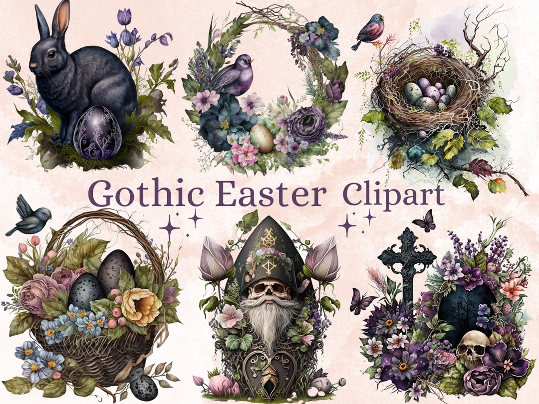 37 PNG Watercolour Gothic Easter Clipart Bundle, Gothic Easter Png ...