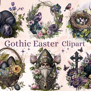 37 PNG Watercolour Gothic Easter Clipart Bundle, Gothic Easter Png ...