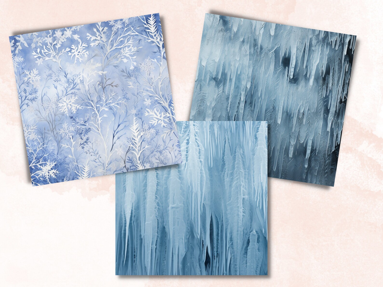 Printable Frozen Winter Digital Paper, Freezing Snowfall Ephemera ...
