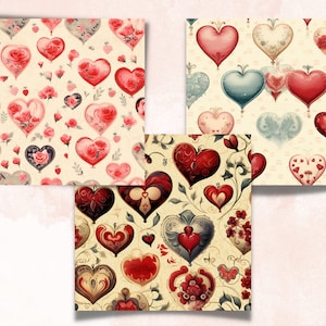 Seamless Vintage Valentine's Day Digital Paper, Romantic Valentine Love ...
