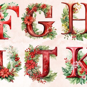 24 PNG Watercolour Red Christmas Alphabet Clipart, Christmas Letters ...