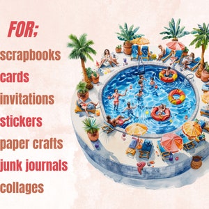 40 PNG Watercolor Pool Party Clipart, Summer Vibes Illustrations Clip ...
