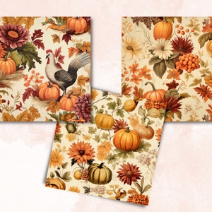 Printable Vintage Thanksgiving Digital Paper, Rustic Autumn, Fall ...