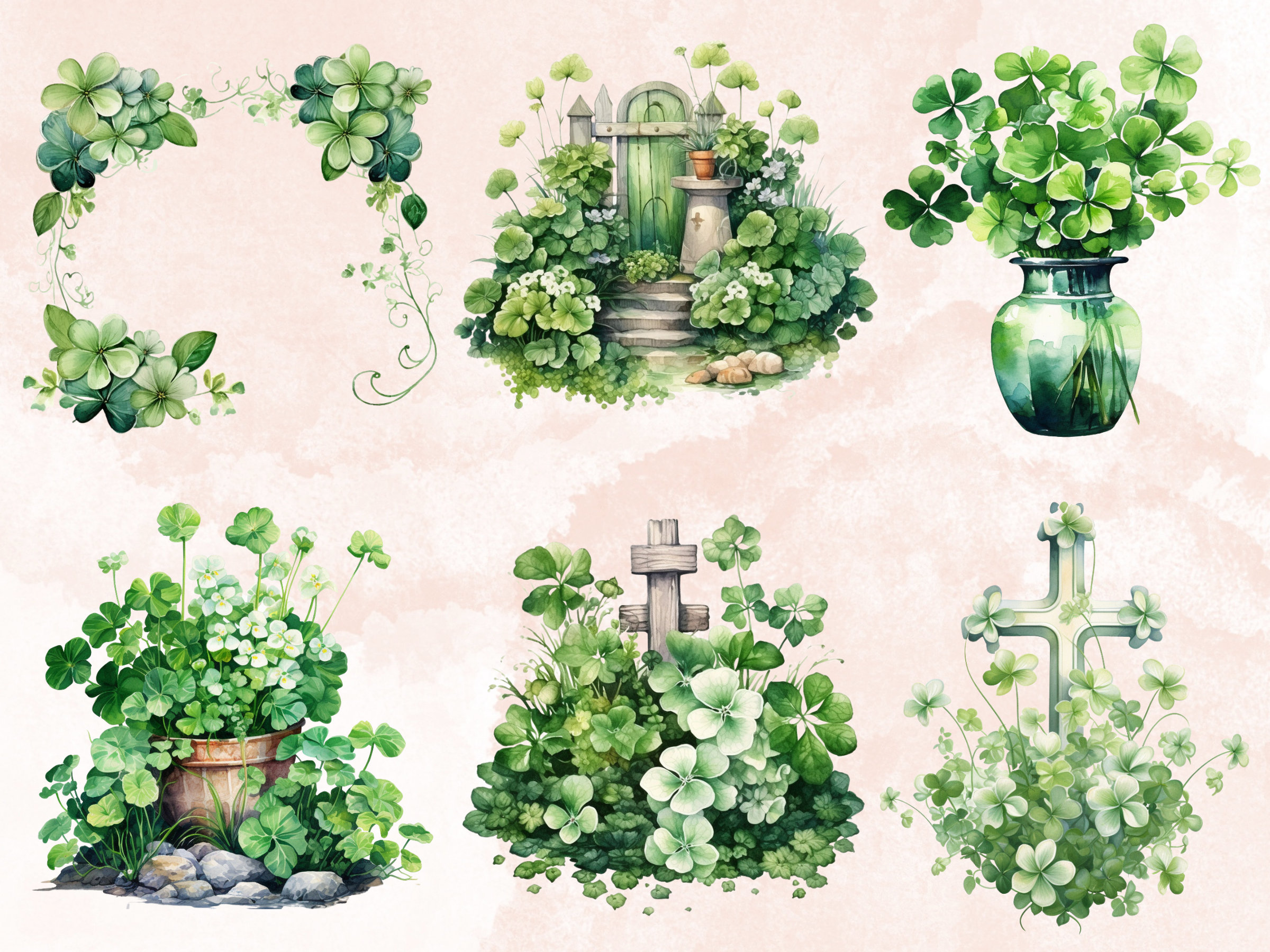 45 PNG Watercolor St.patrick’s Day Clover Clipart, Four Leaf Clover ...