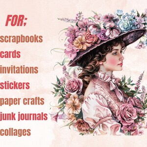 50 PNG Watercolor Victorian Spring Clipart, Floral Victorian Era ...