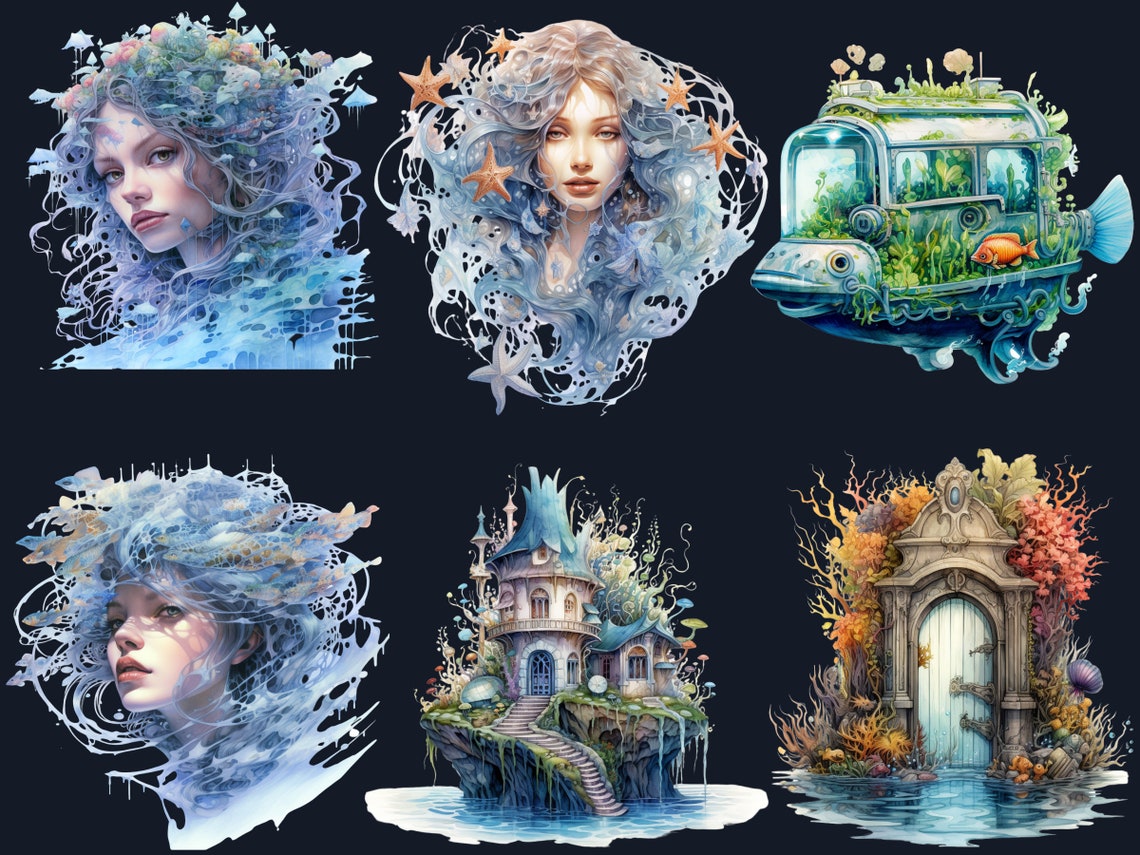 36 PNG Watercolour Underwater Fairy Clipart, Ocean Aqua Fairy Clip Art ...