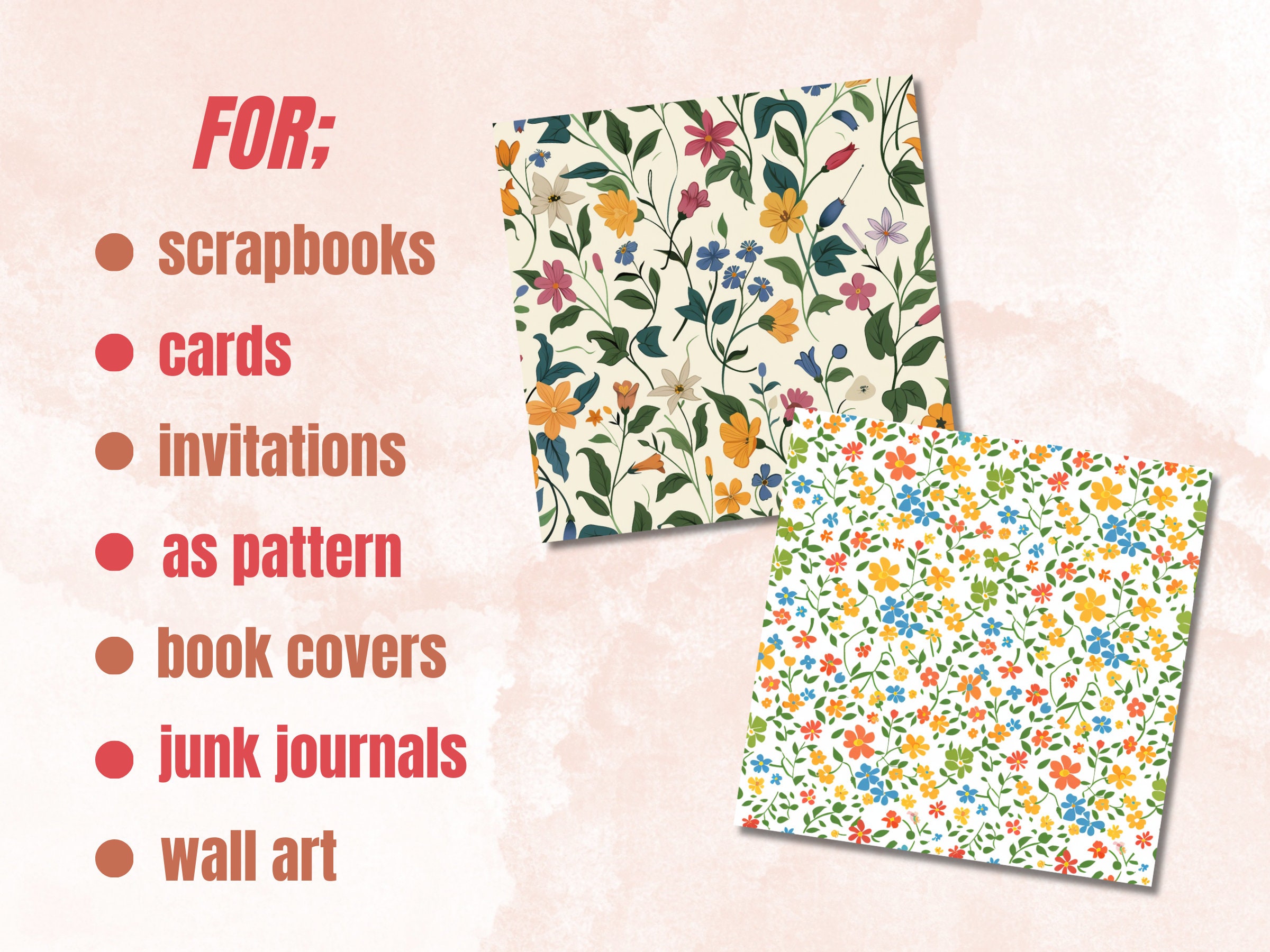 Seamless Spring Flowers Digital Paper, Spring Floral Seamless Pattern ...