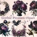 23 PNG Watercolour Gothic Peonies Clipart, Gothic Peony Clip Art Bundle ...
