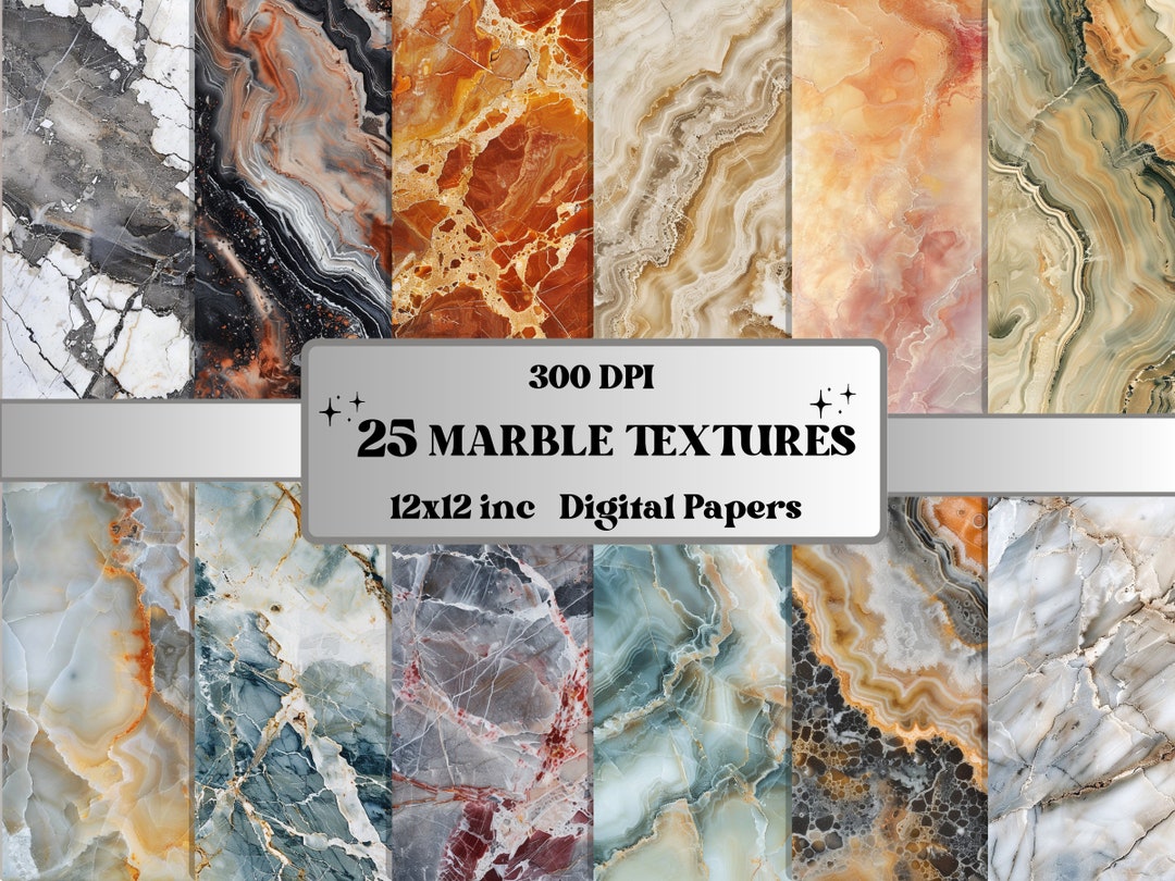Marble Texture Digital Paper Pack, Elegant Marble Patterns Background ...