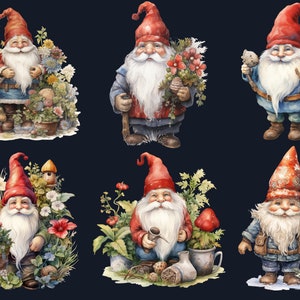 20 PNG Watercolor Christmas Santa Gnome Clipart, Christmas Clip Art ...