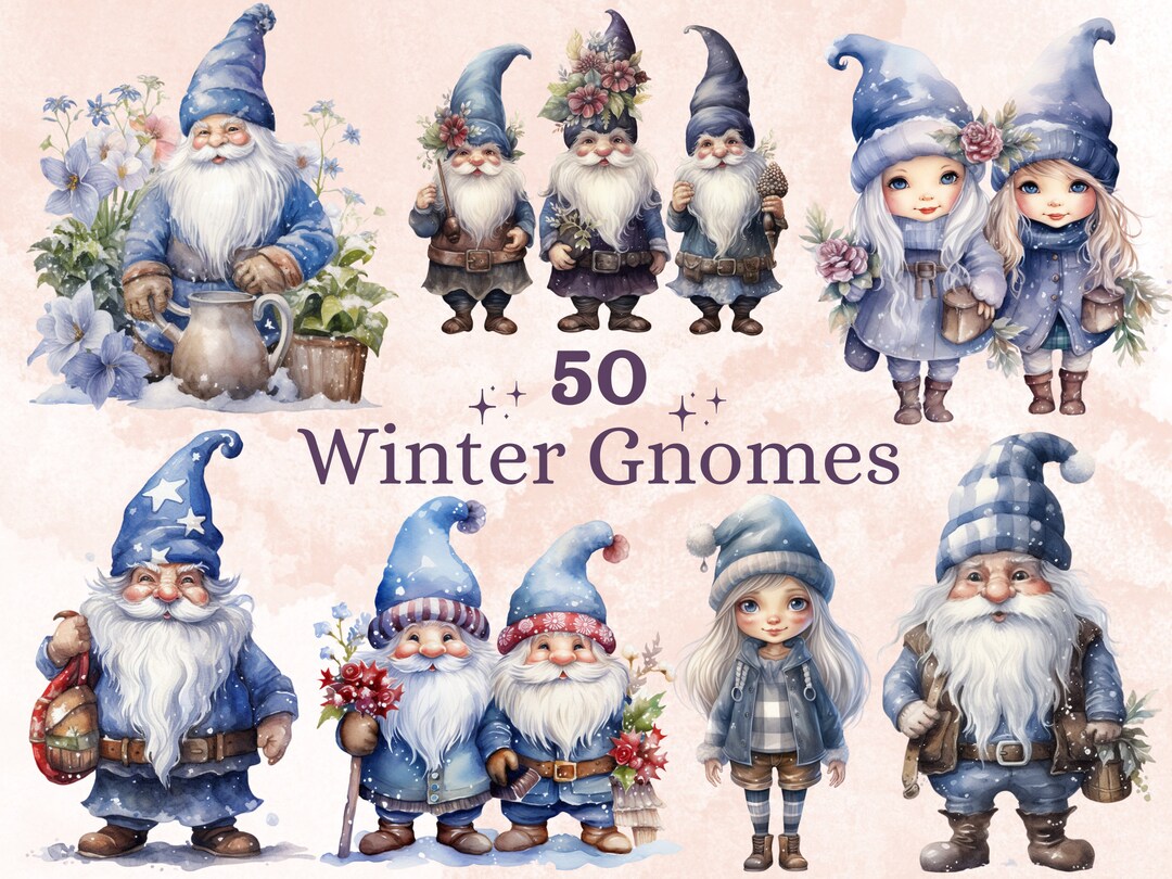 50 PNG Watercolor Winter Gnomes Clipart, Cute Winter Gnome ...