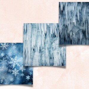 Printable Frozen Winter Digital Paper, Freezing Snowfall Ephemera ...