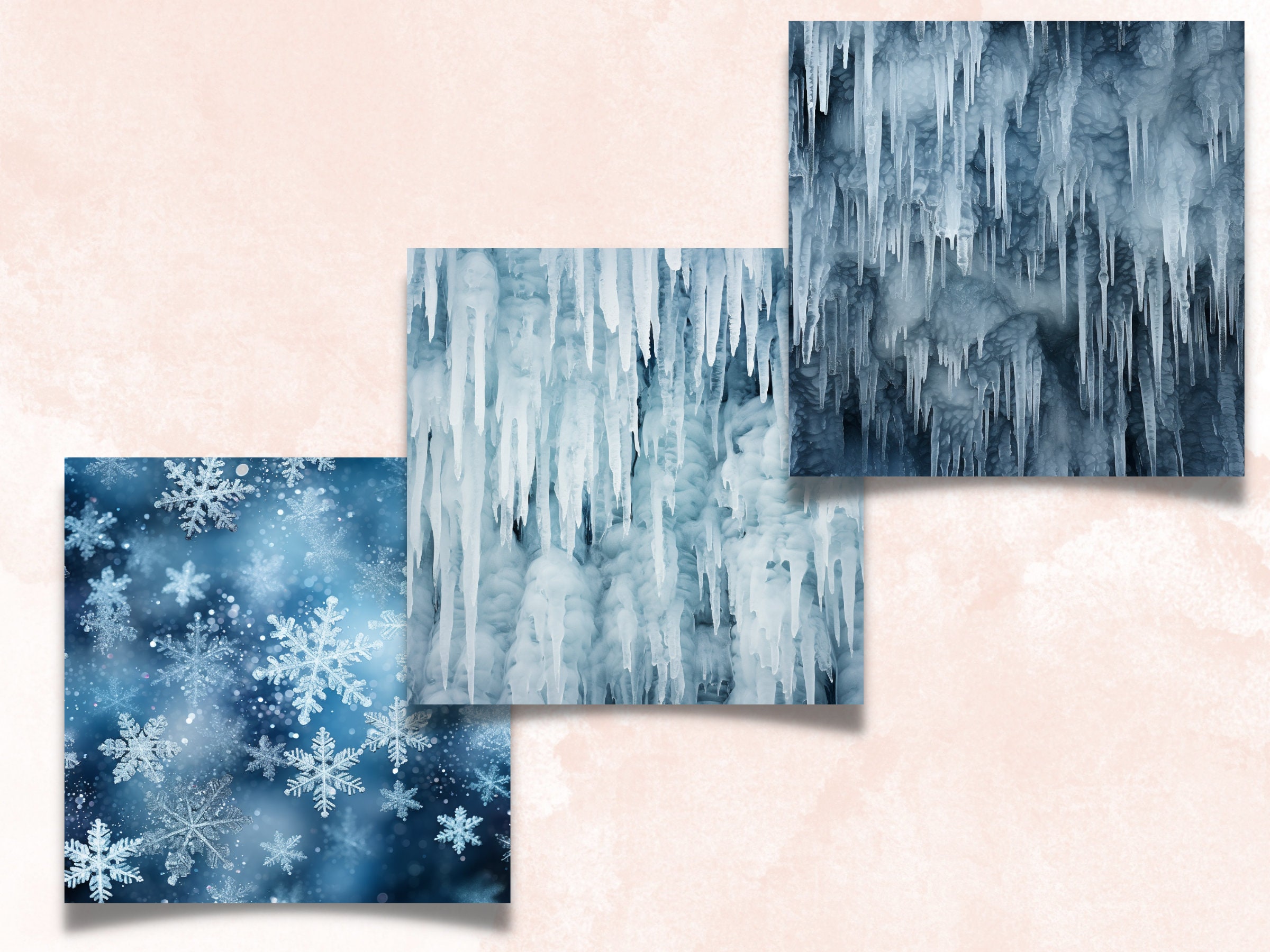 Printable Frozen Winter Digital Paper, Freezing Snowfall Ephemera ...