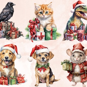 38 PNG Watercolor Christmas Animals Clipart, Merry Christmas Baby ...