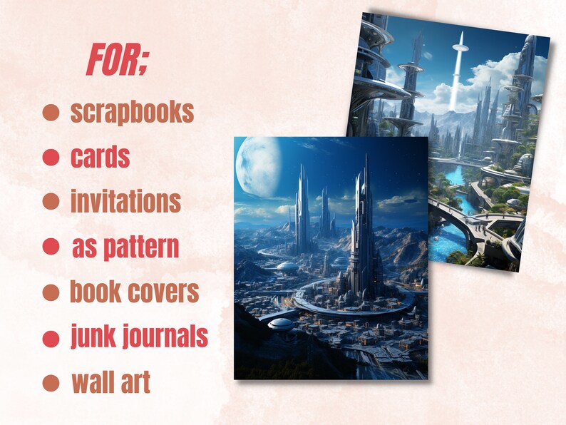 Printable Futuristic City Digital Paper, Futurism Art Background ...