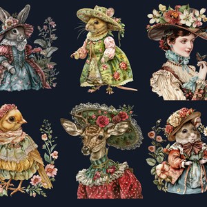 50 PNG Watercolor Victorian Spring Clipart, Floral Victorian Era ...